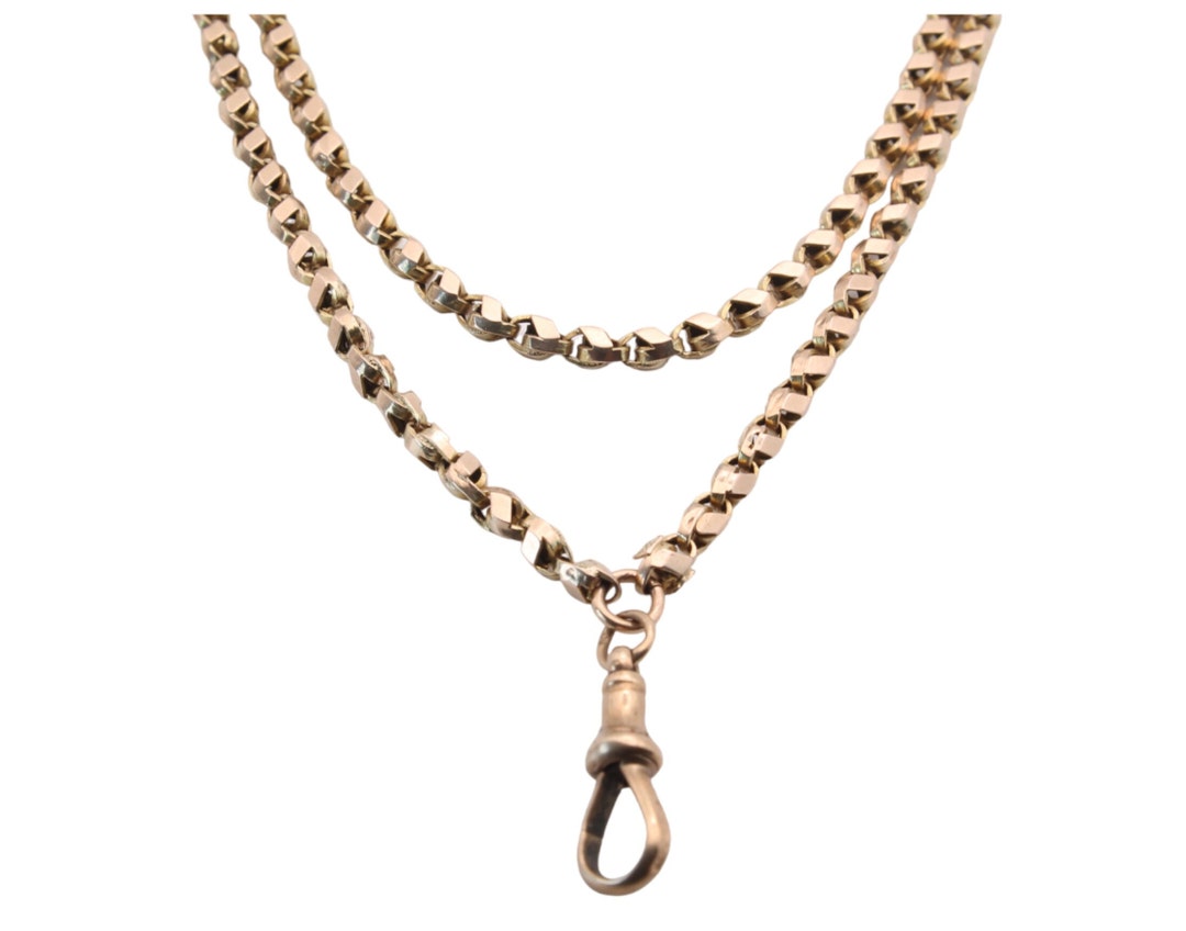 Antique 9ct Gold Tulip Link Long Guard Chain Necklace, 58" - Etsy