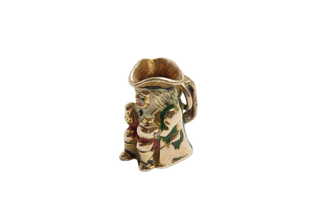 Vintage 9ct Gold Enamel Toby Jug Charm - Etsy