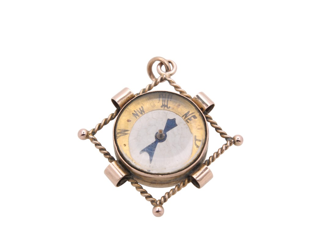 Antique Edwardian 9ct Gold Compass Pendant - Etsy