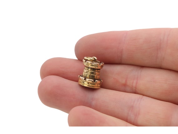 Antique 18ct Gold Castle Turret Tower Pendant - Gem