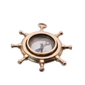 Antique 9ct Gold Ship Wheel Nautical Compass Pendant - Etsy