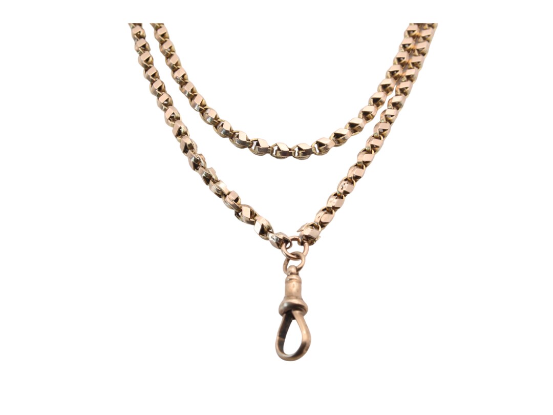 Antique 9ct Gold Tulip Link Long Guard Chain Necklace - Etsy