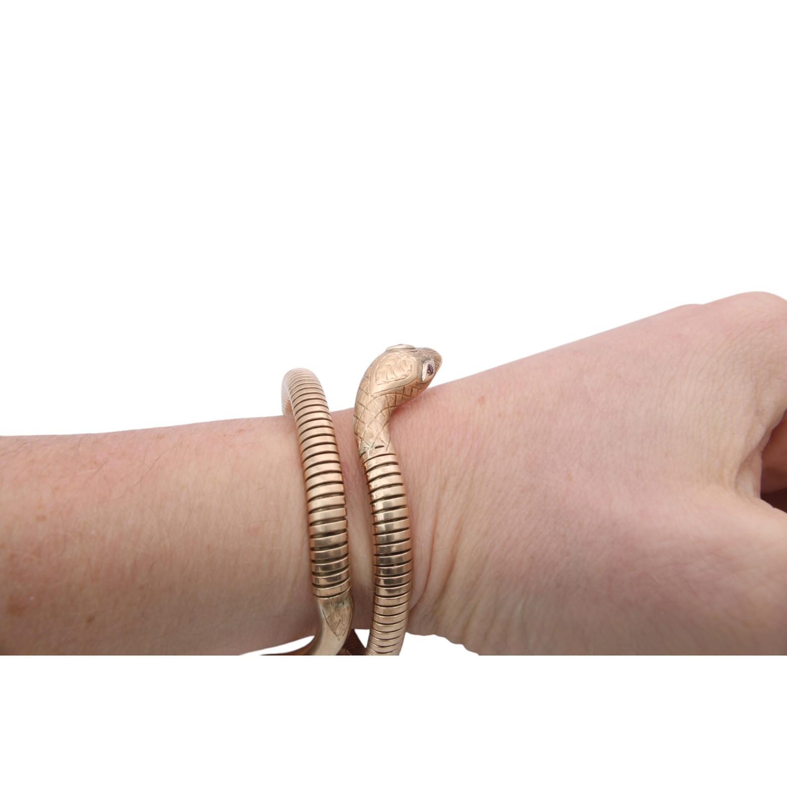Vintage 9ct Gold Ruby Snake Bangle, 1960 - Etsy