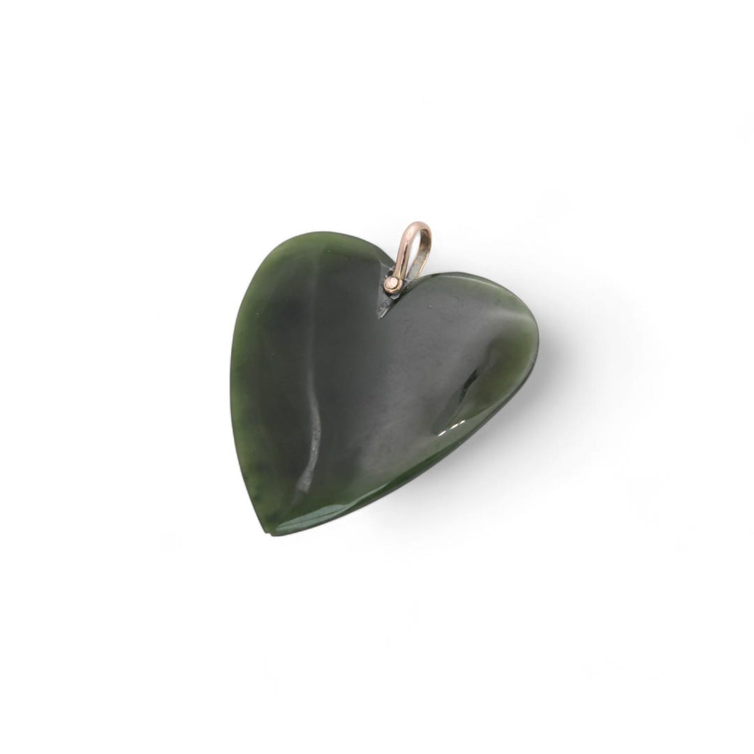 Antique 9ct Gold New Zealand Nephrite Heart Pendant - Etsy