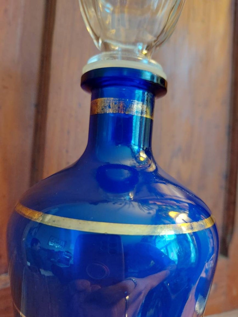 Beautiful Cobalt Blue Vintage Decanter, Vintage Barware, Blue Glass ...
