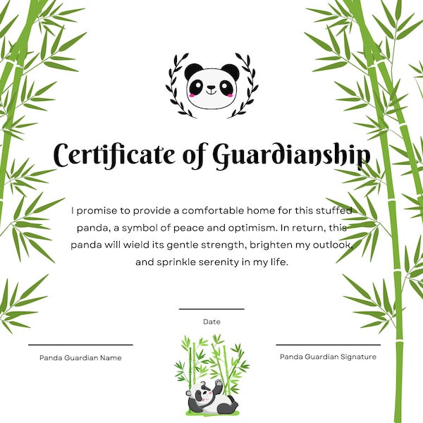 Panda Certificate - Etsy