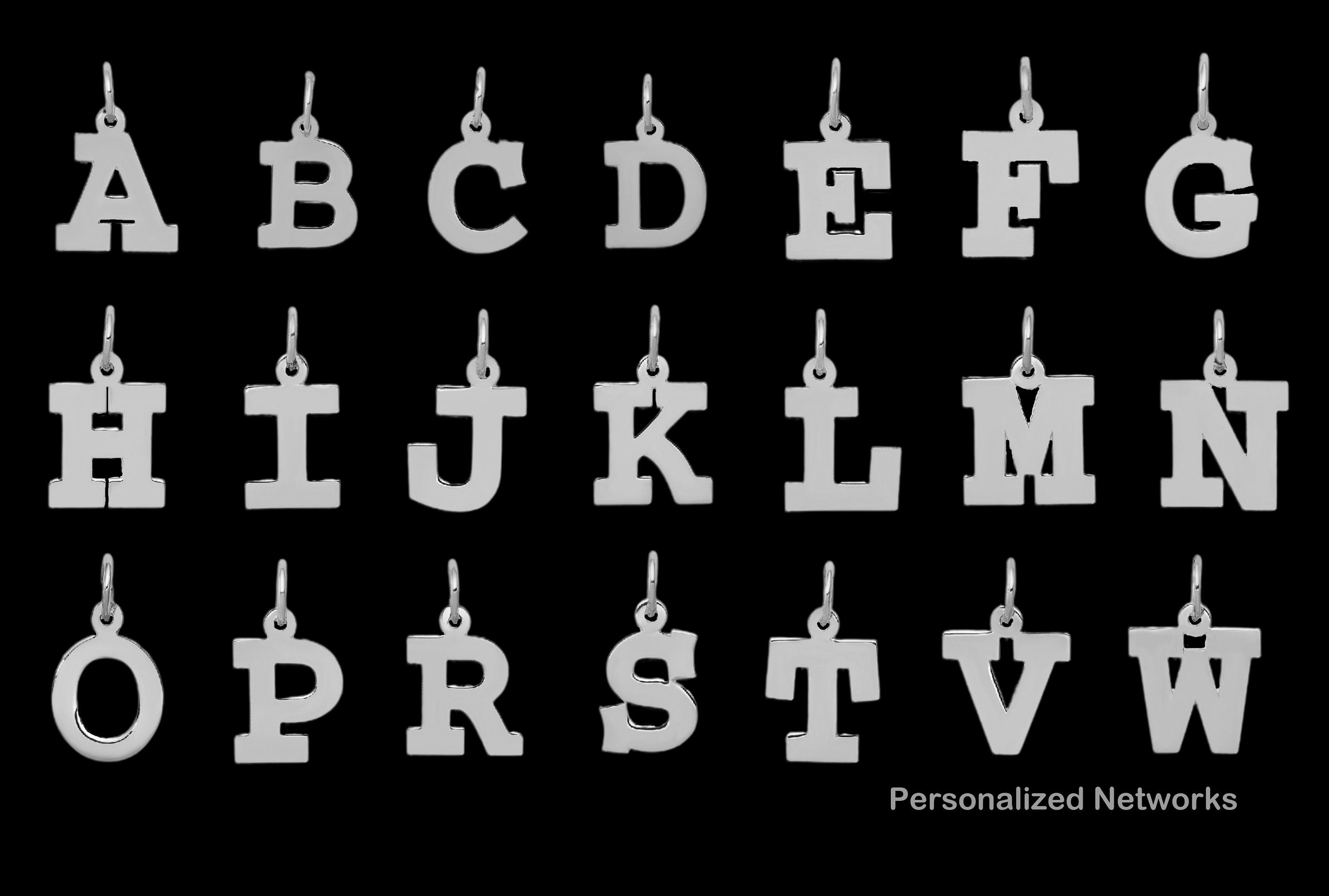 Block Letters Charm Pendant Solid 10K 14K Yellow or White Gold Alphabet ...