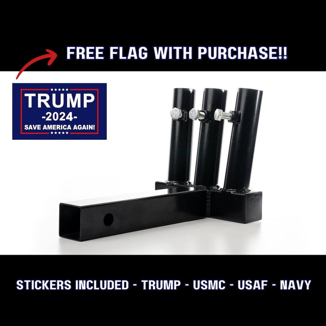 USA Freedom 3 Flag Pole Trailer Hitch Mount - Trump - USMC - Army ...