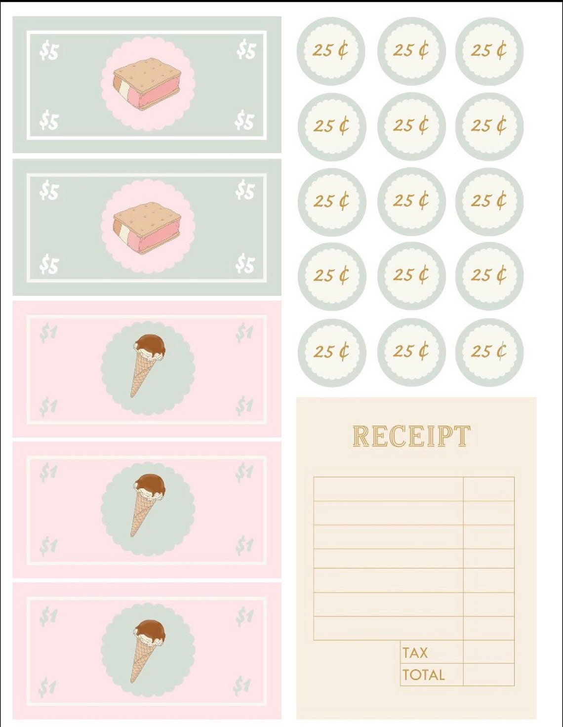Dramatic/ Pretend Play Ice Cream Shop Printables for Kids - Etsy