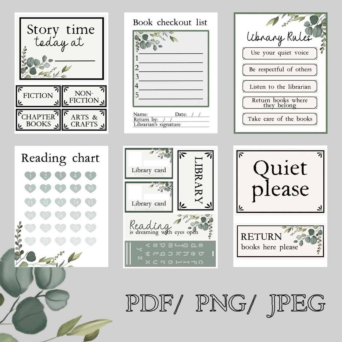 Dramatic/ Pretend Play Library Printables for Kids Book Store - Etsy