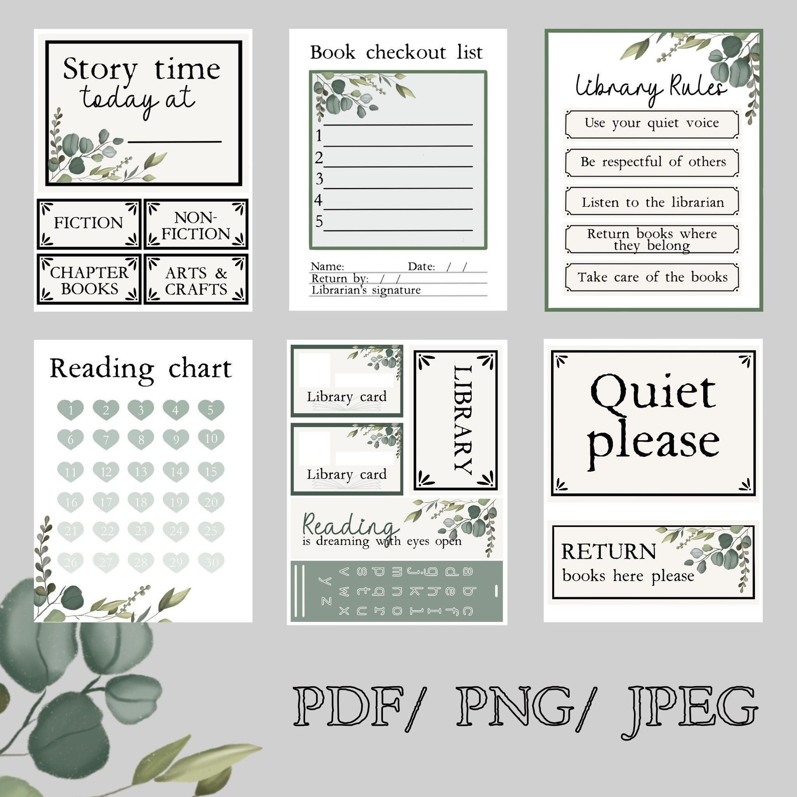Dramatic/ Pretend Play Library Printables for Kids - Book Store - Etsy