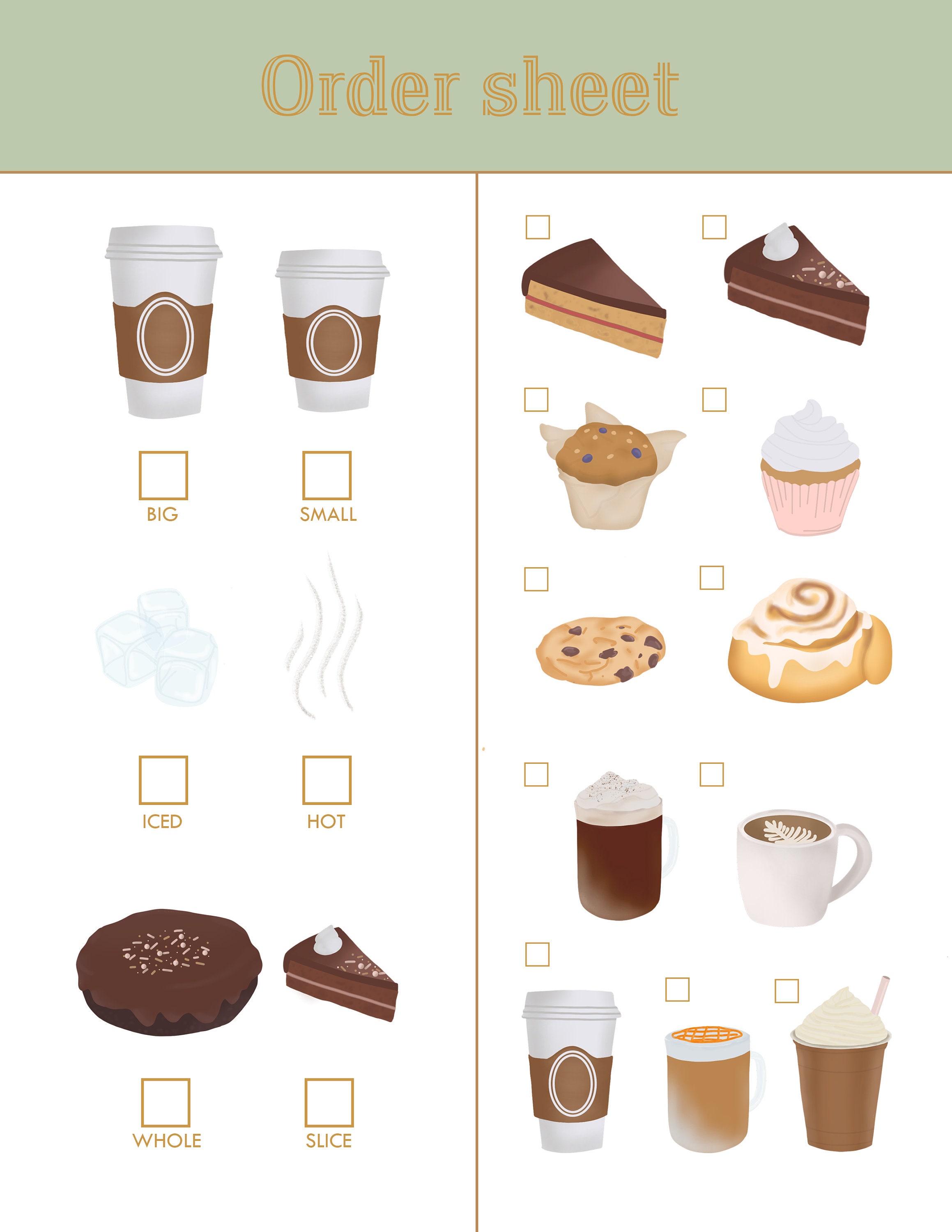 Dramatic Play Coffee Shop Printables for Kids - Green - Etsy