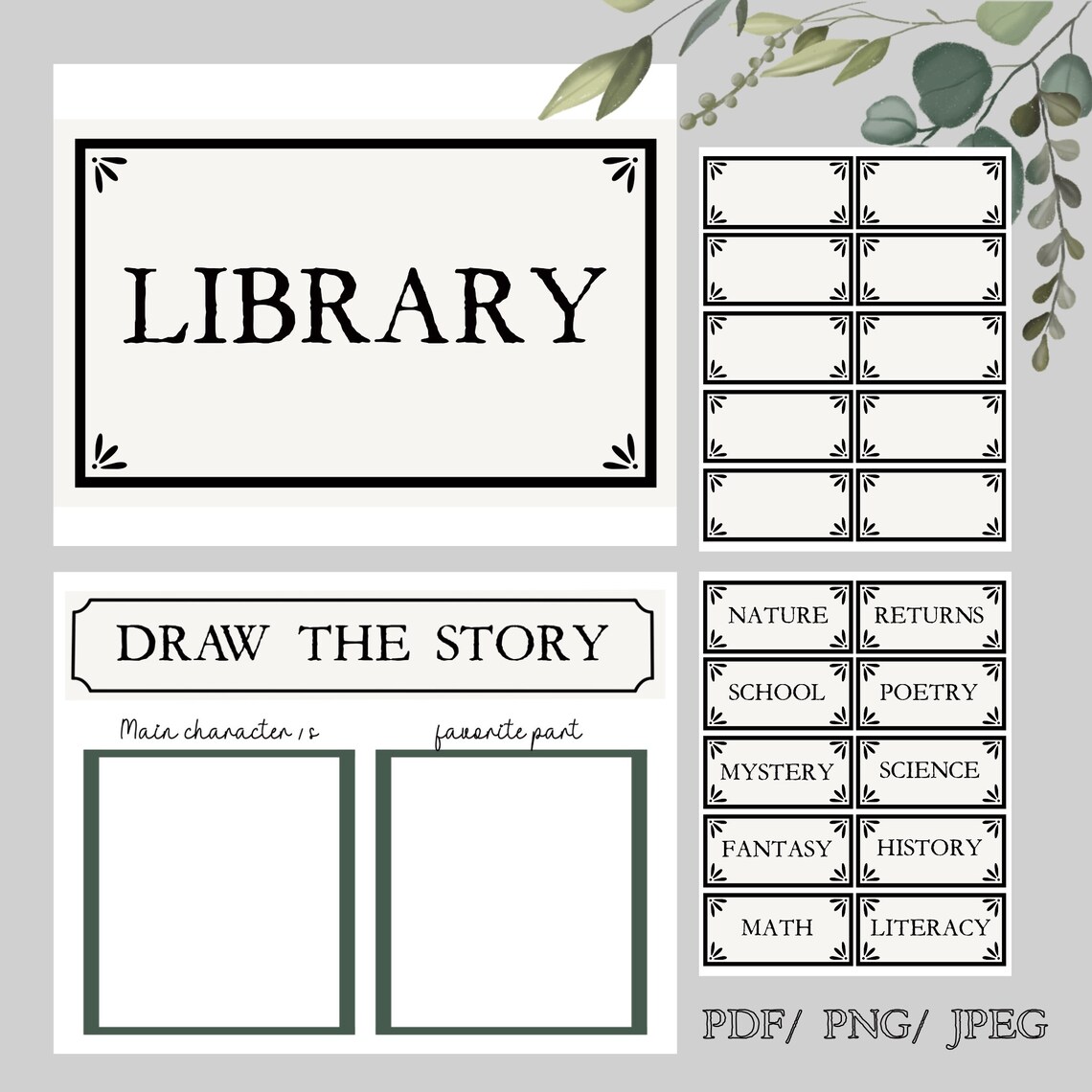 Dramatic/ Pretend Play Library Printables for Kids Book Store - Etsy