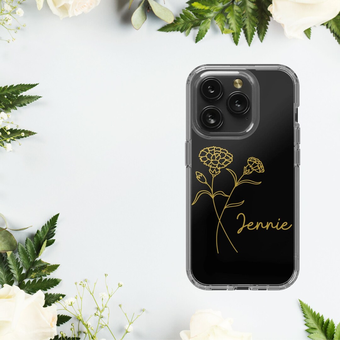 Personalized Birth Flower Clear iPhone 15 Pro Max Case, Custom Birth ...
