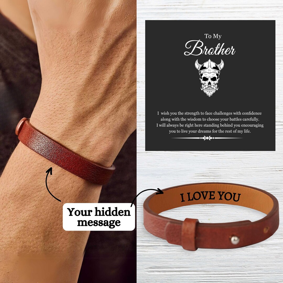 Personalized to My Brother Leather Bracelet With Hidden Message, Gift ...