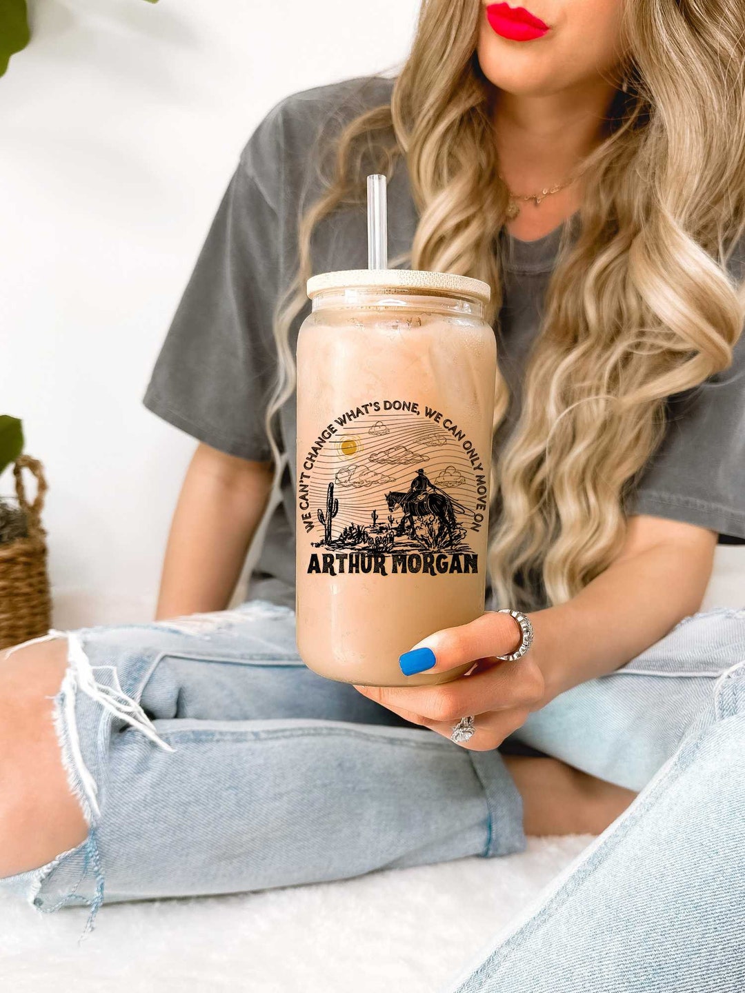 Arthur Morgan 16 Oz Glass Mug Tumbler, Gamer Gifts for Her, Rdr2 Video ...