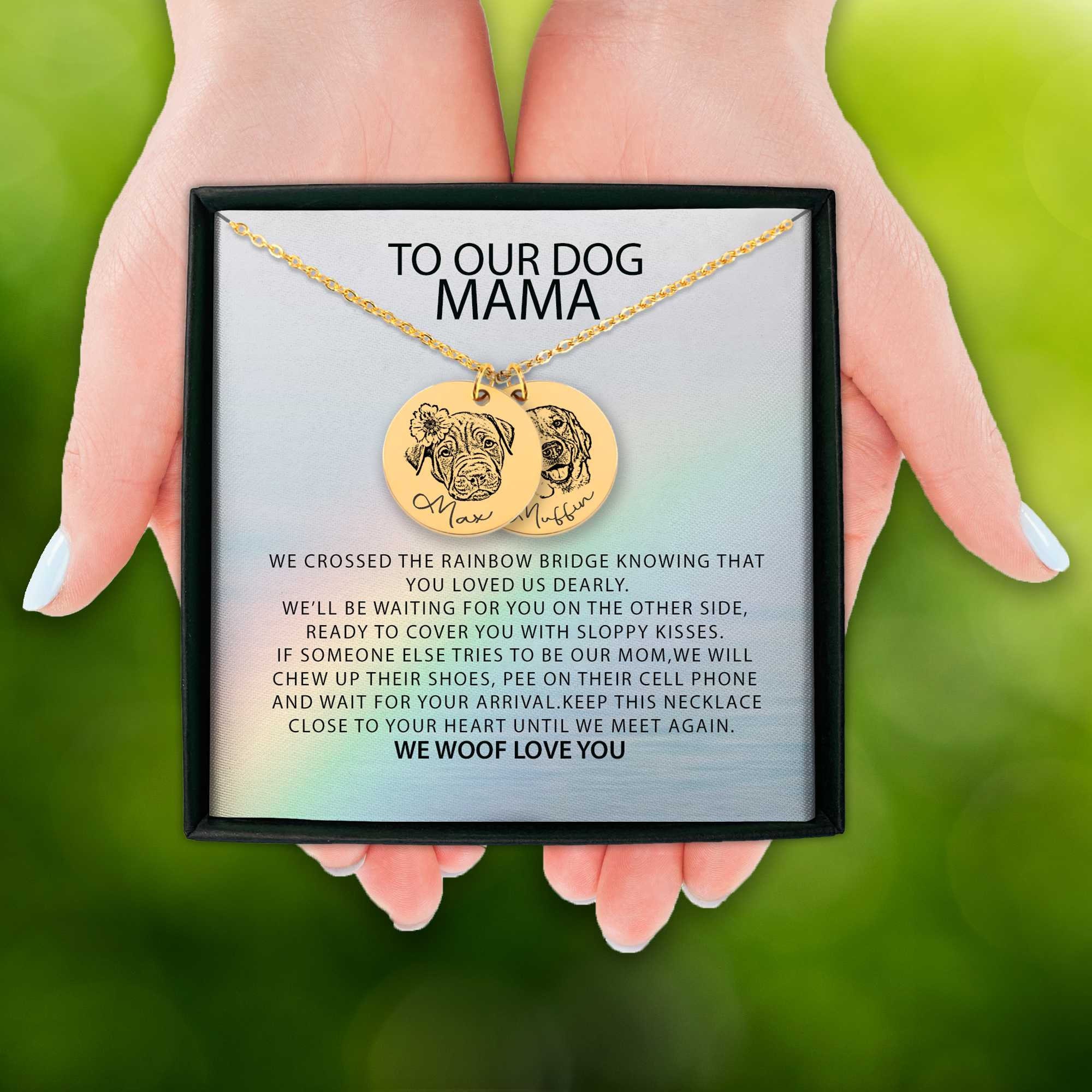 Pet Portrait Necklace Dog Memorial Gifts 2 Coins Dog Mama - Etsy