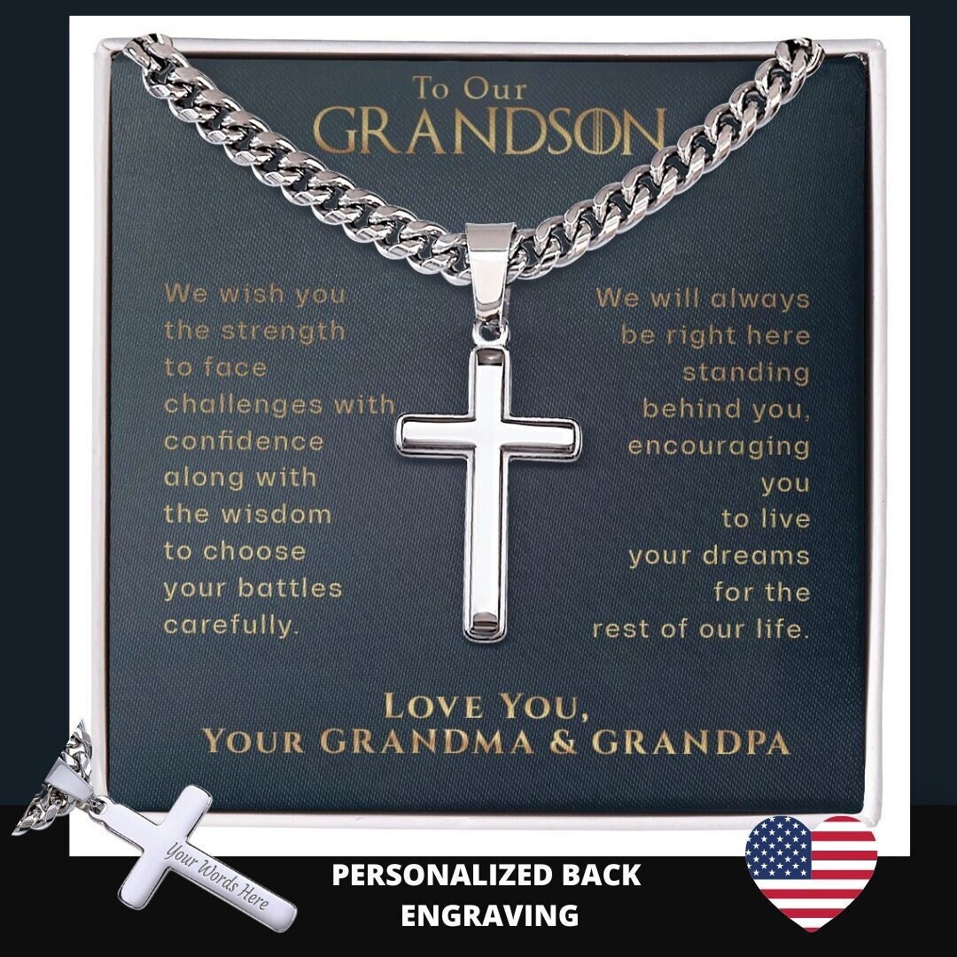 Personalized to Our Grandson Cross Necklace, Grandson Gift, Grandson ...