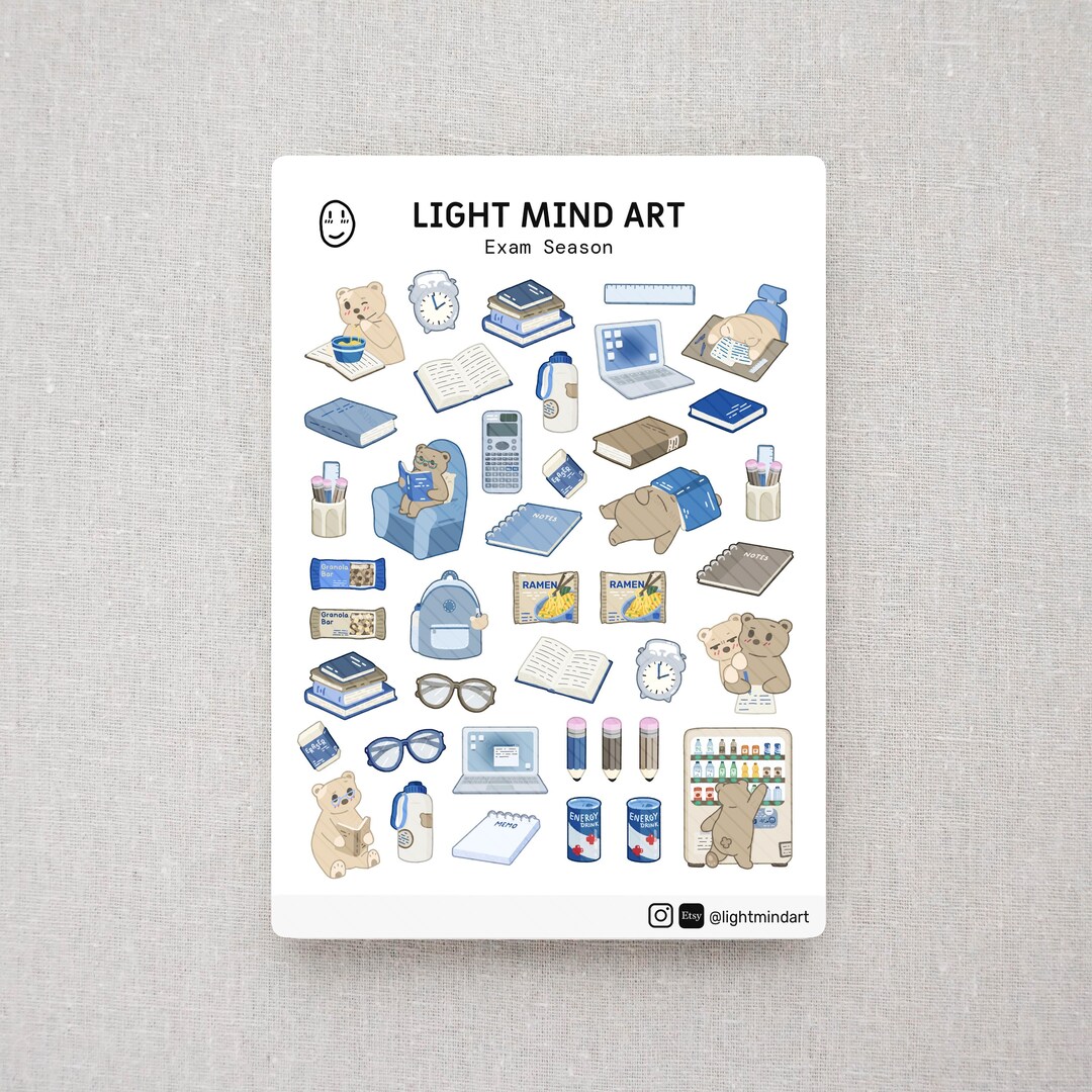 Exam Season Sticker Sheet Stickers for Your Journal or Scrapbook, Uni ...