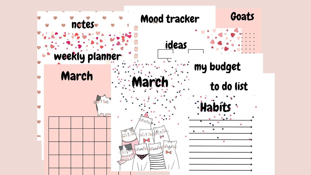 Printable Monthly Planner for March - Etsy
