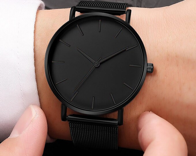 Classic Minimalist Watch - Trendy All Black - Etsy