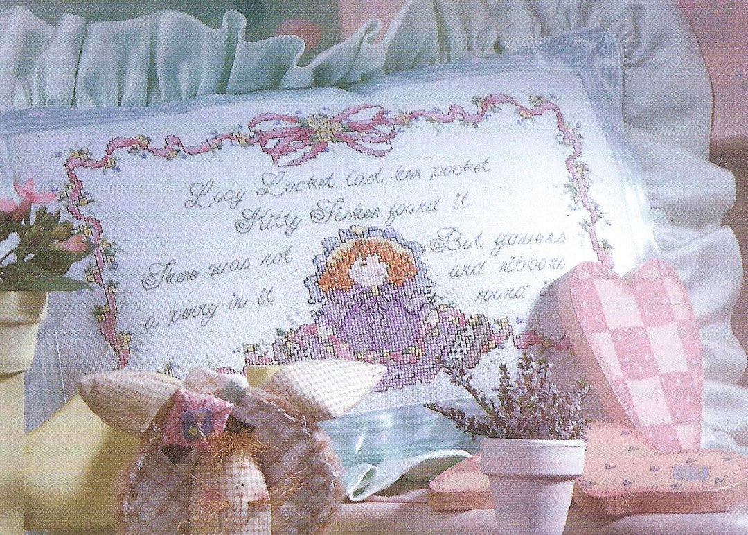 Vintage Cross Stitch Pattern PDF Lucy Locket Poem Pillow - Etsy