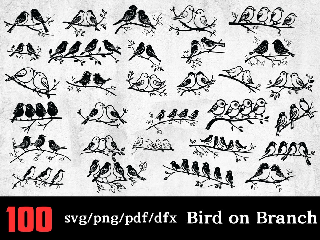 Birds on Branch SVG Bundle, Birds Svg, Bird on Tree Svg, Flock of Birds ...