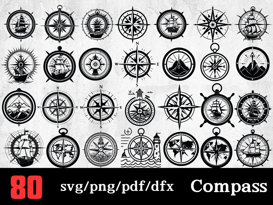 Compass SVG Bundle, Compass Svg, Compass Clipart, Nautical Compass ...