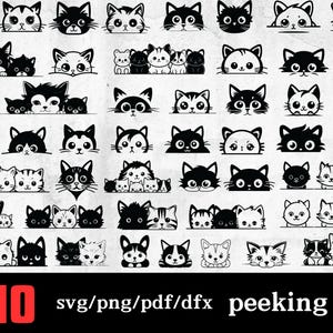 Peeking Cat Svg Bundle, Peeking Cat Svg, Peeking Cat Silhouette, Cat ...
