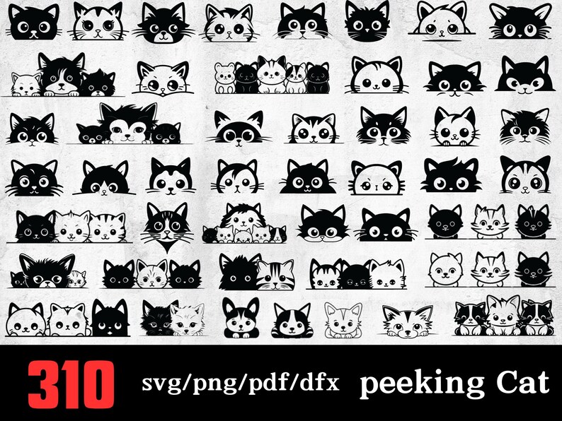 Peeking Cat Svg Bundle, Peeking Cat Svg, Peeking Cat Silhouette, Cat ...