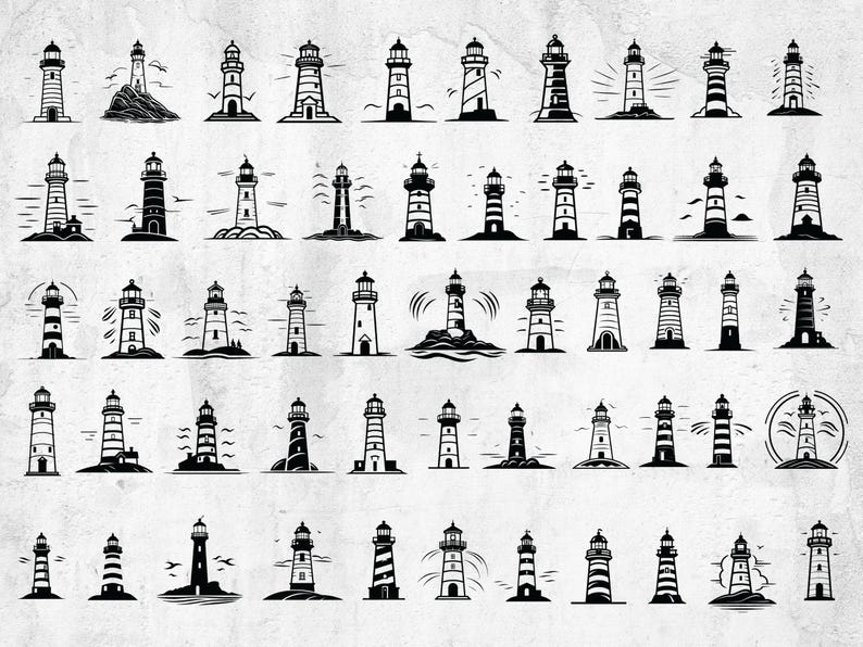 Lighthouse SVG Bundle, Lighthouse Svg, Lighthouse Clipart, Lighthouse Silhouette, Sea Lighthouse ...