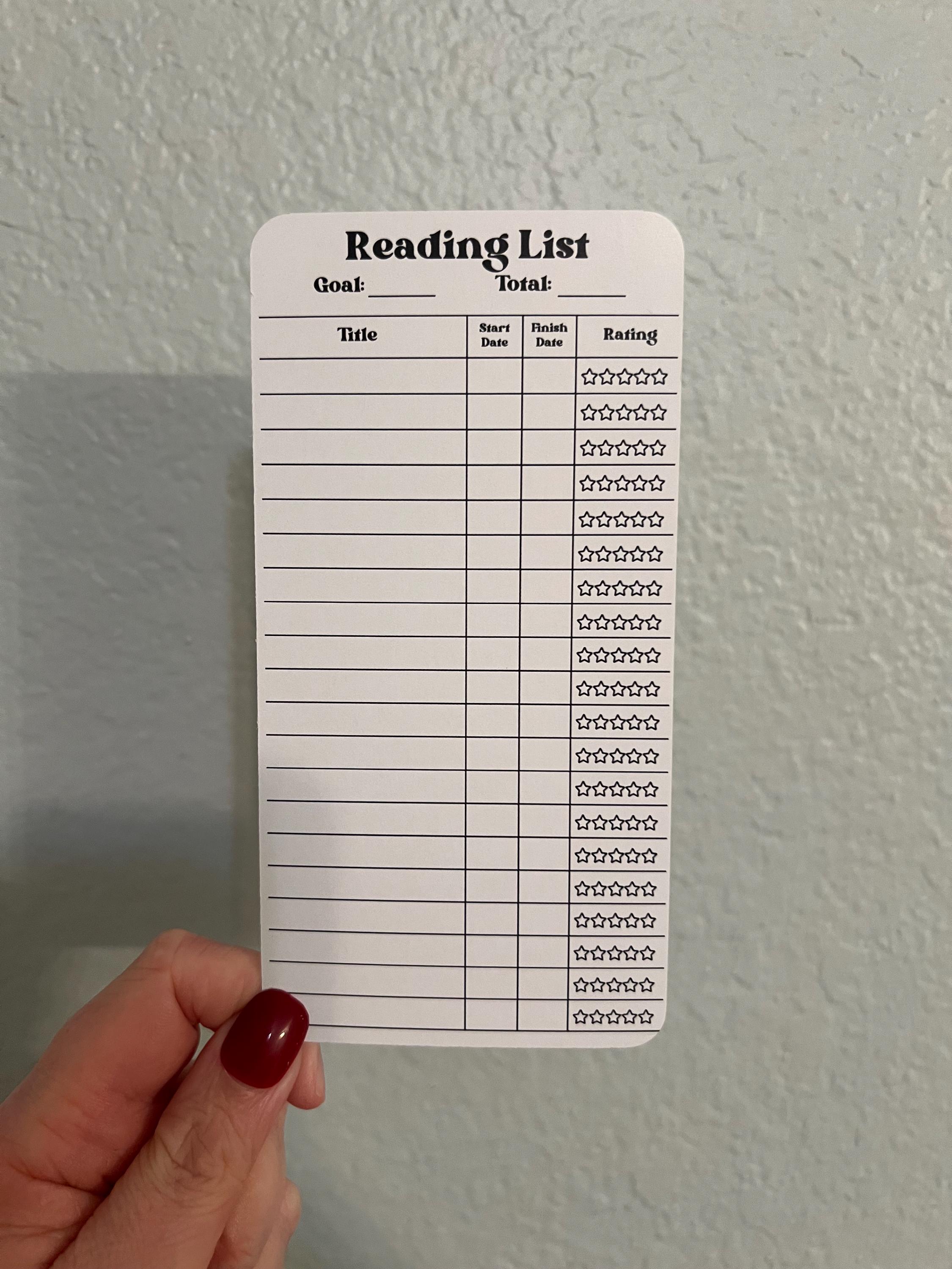 Undated Blank Reading Tracker and Reading List Bookmark | Custom Paper ...