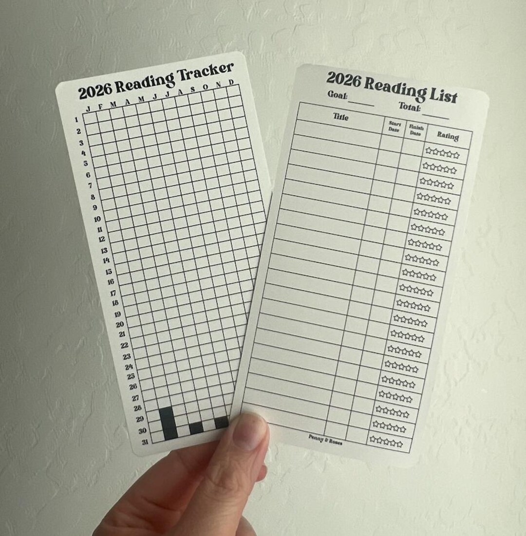 2026 Reading Tracker and Reading List Bookmark | Custom Paper Bookmark ...