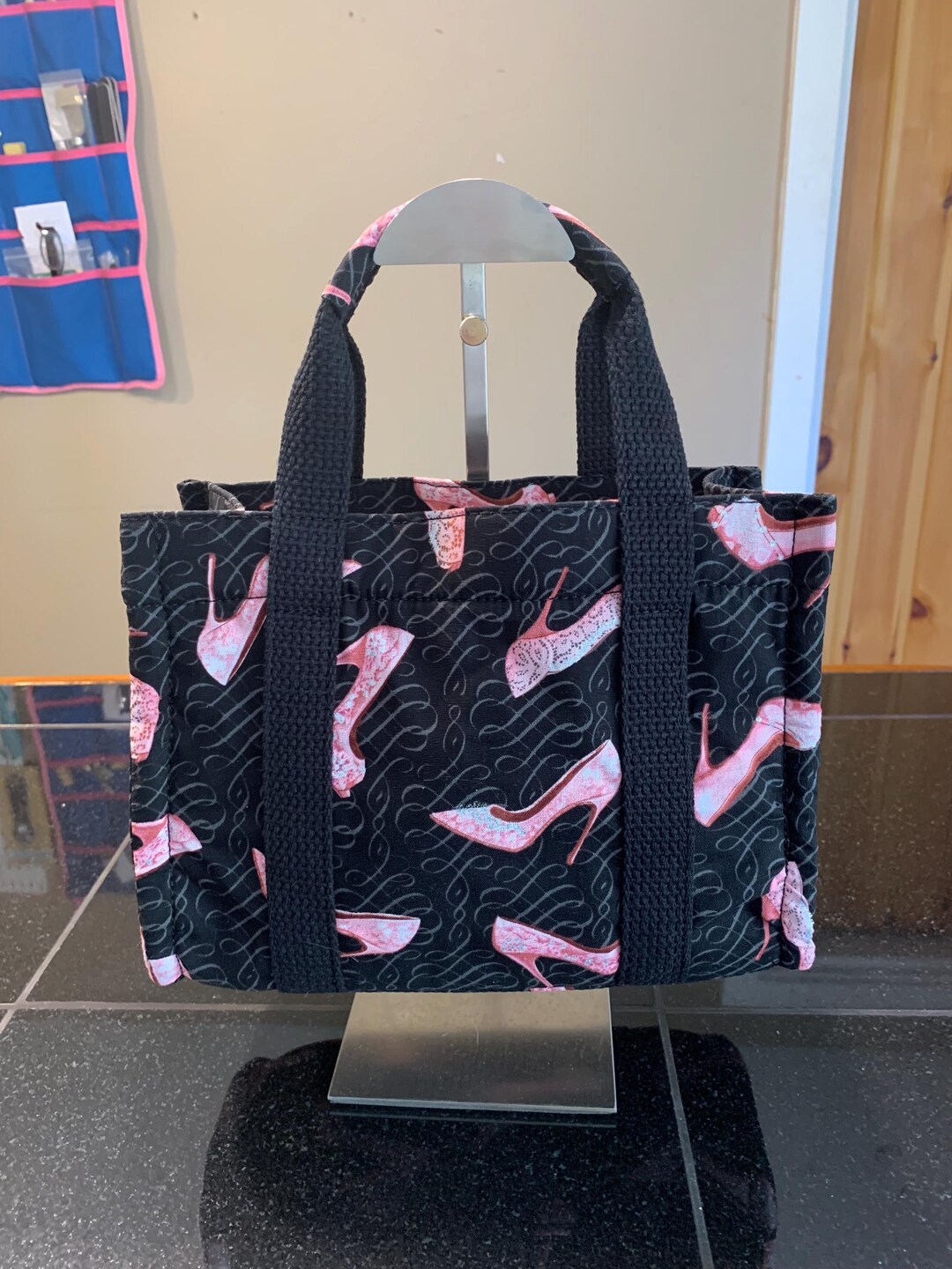 High Heel Shoe Theme Print Cotton Fabric Tote With Top Handles - Etsy