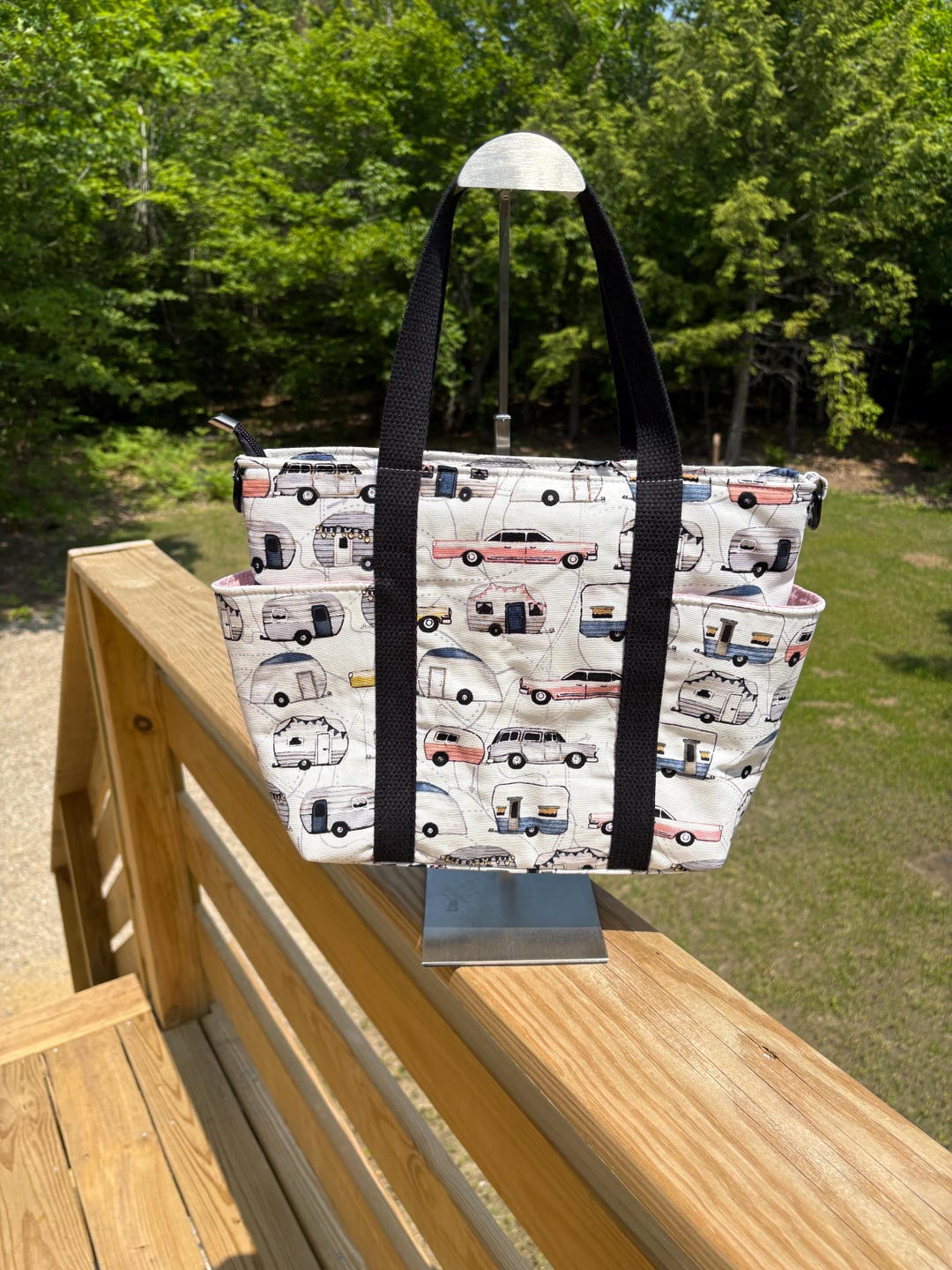 Simple Canvas Tote With Car and Trailer Print - Etsy