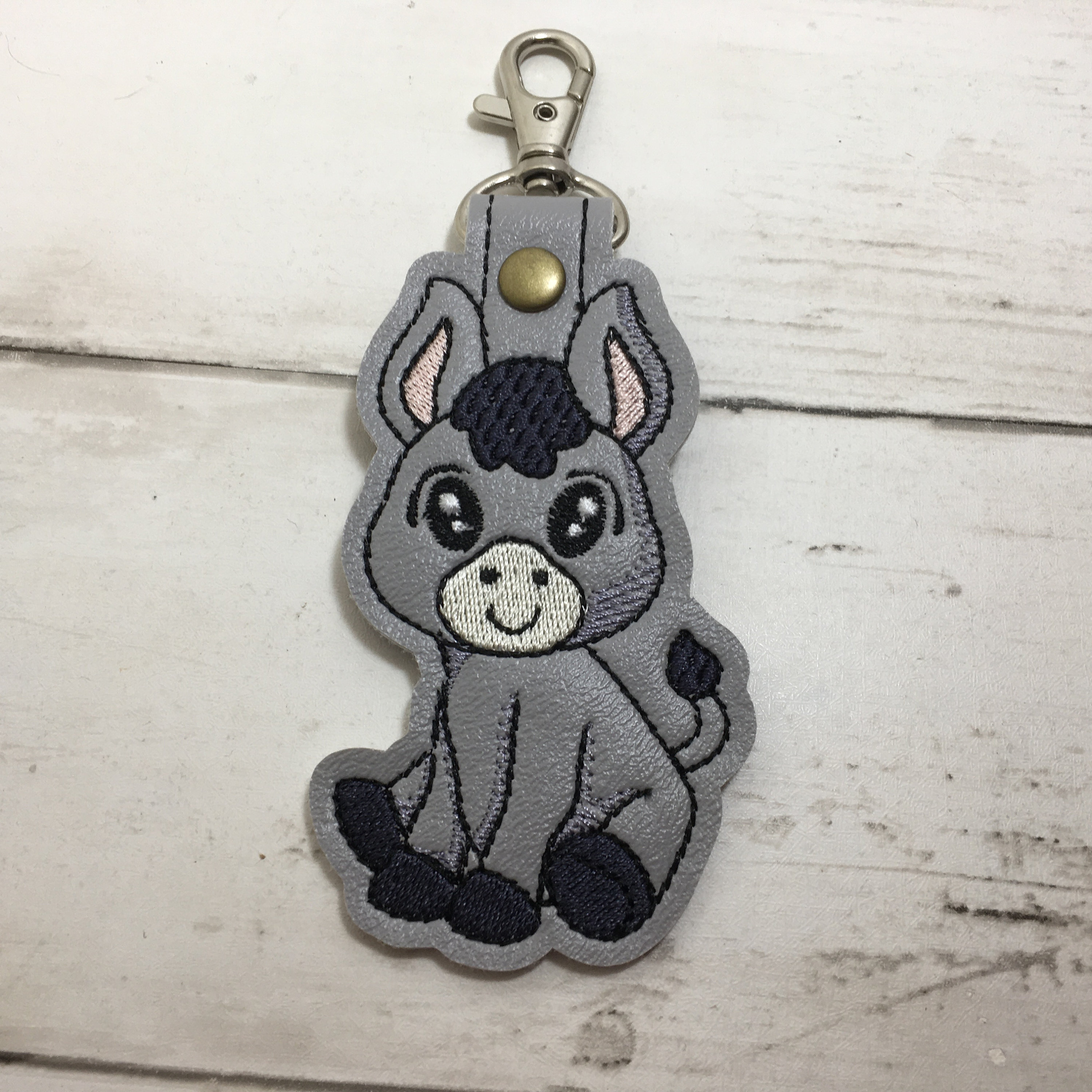 Chibi Donkey Key Fob Key Chain Bag Tag Embroidered Vinyl Handmade Farm ...