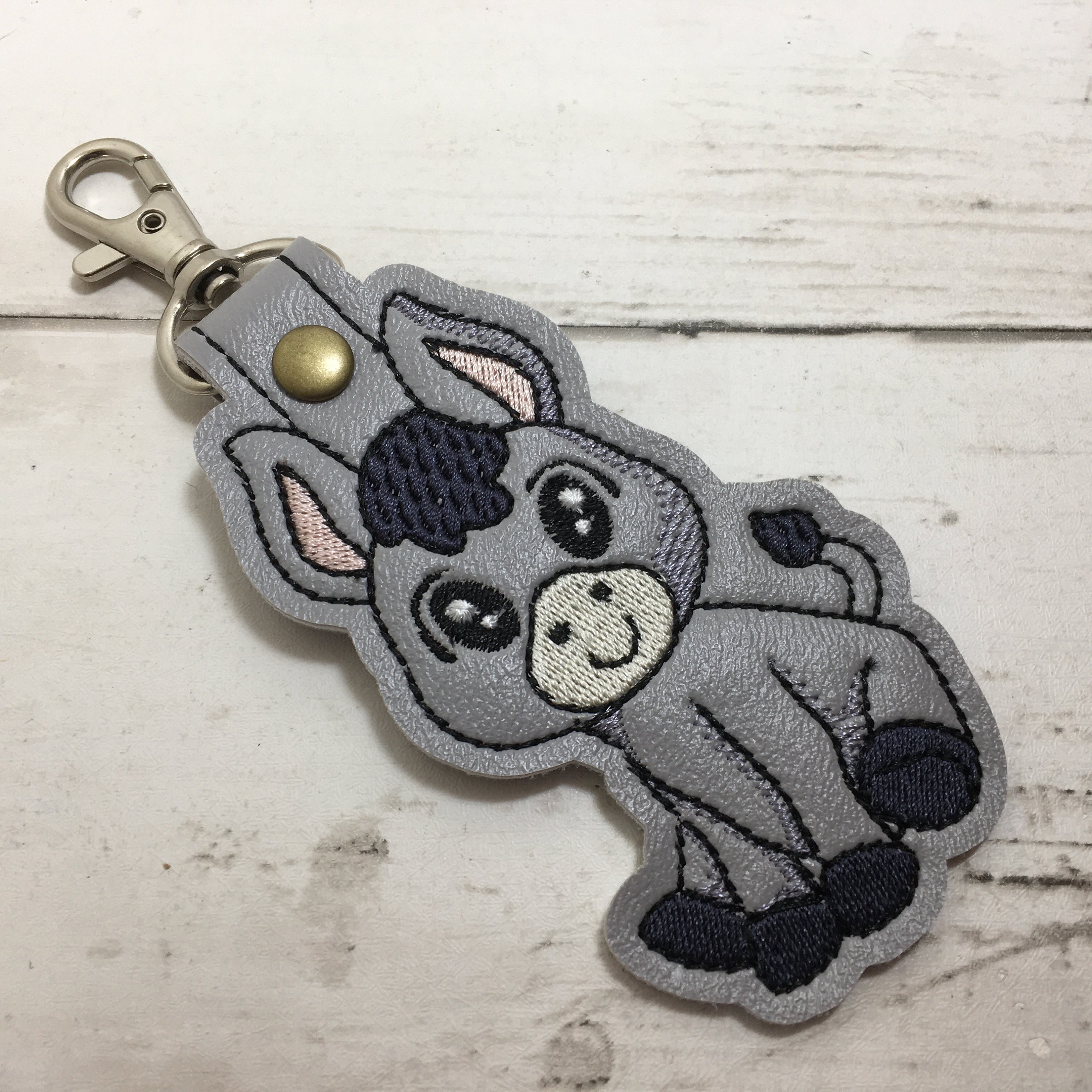 Chibi Donkey Key Fob Key Chain Bag Tag Embroidered Vinyl Handmade Farm ...