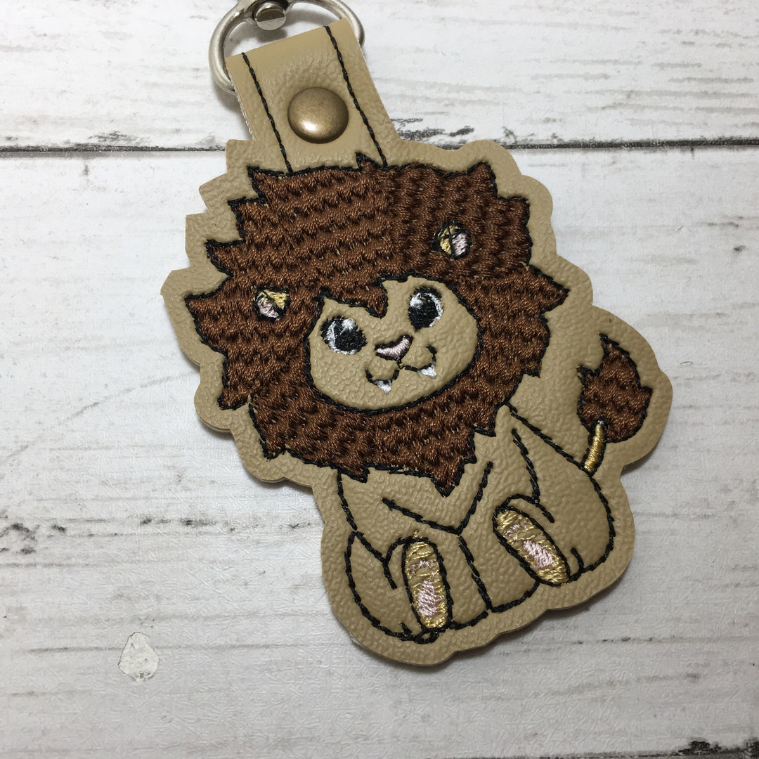 Chibi Lion Key Fob Key Chain Bag Tag Embroidered Vinyl Handmade Safari ...