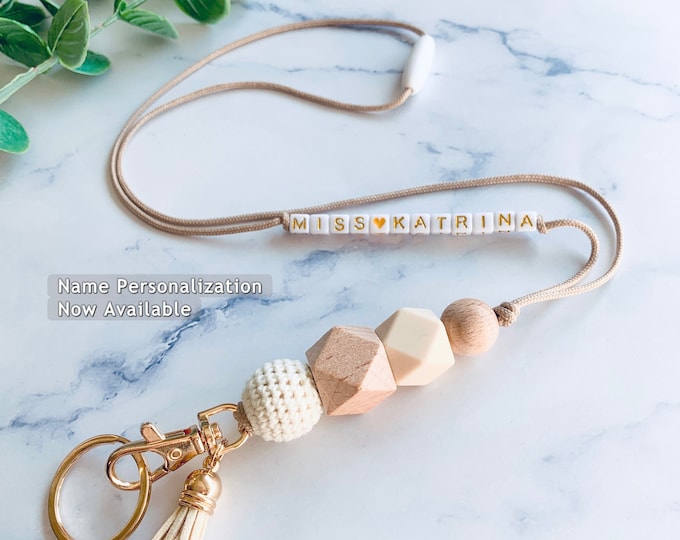 White Daisy Fresh Soft Peachy Floral Boho Teacher Lanyard for Student ...