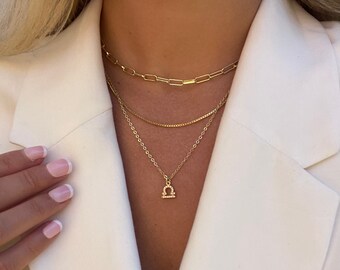 Triple Gold Chain Necklace - Etsy