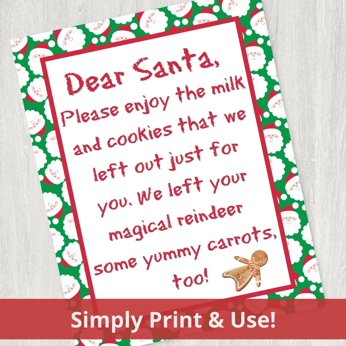Cookies For Santa Printable Letter Kids Cute Christmas Poem | Etsy