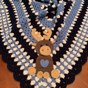 Crocheted Woodland Baby Blanket With Moose Design, 32x32” or 40x40 ...
