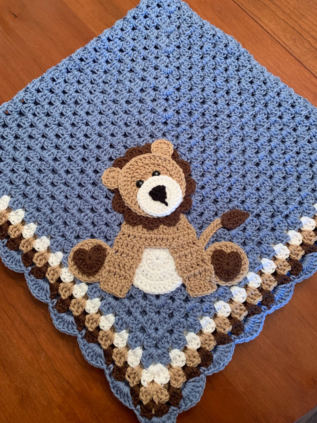 Handmade Crocheted Baby Blanket With Lion Design, 40x40'' or 32x32 ...