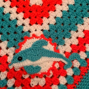 Crochet Baby Blanket,40x40”32x32" Miami Dolphins Inspired Handmade Baby ...