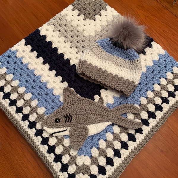 Crocheted Shark Baby Blanket - Etsy