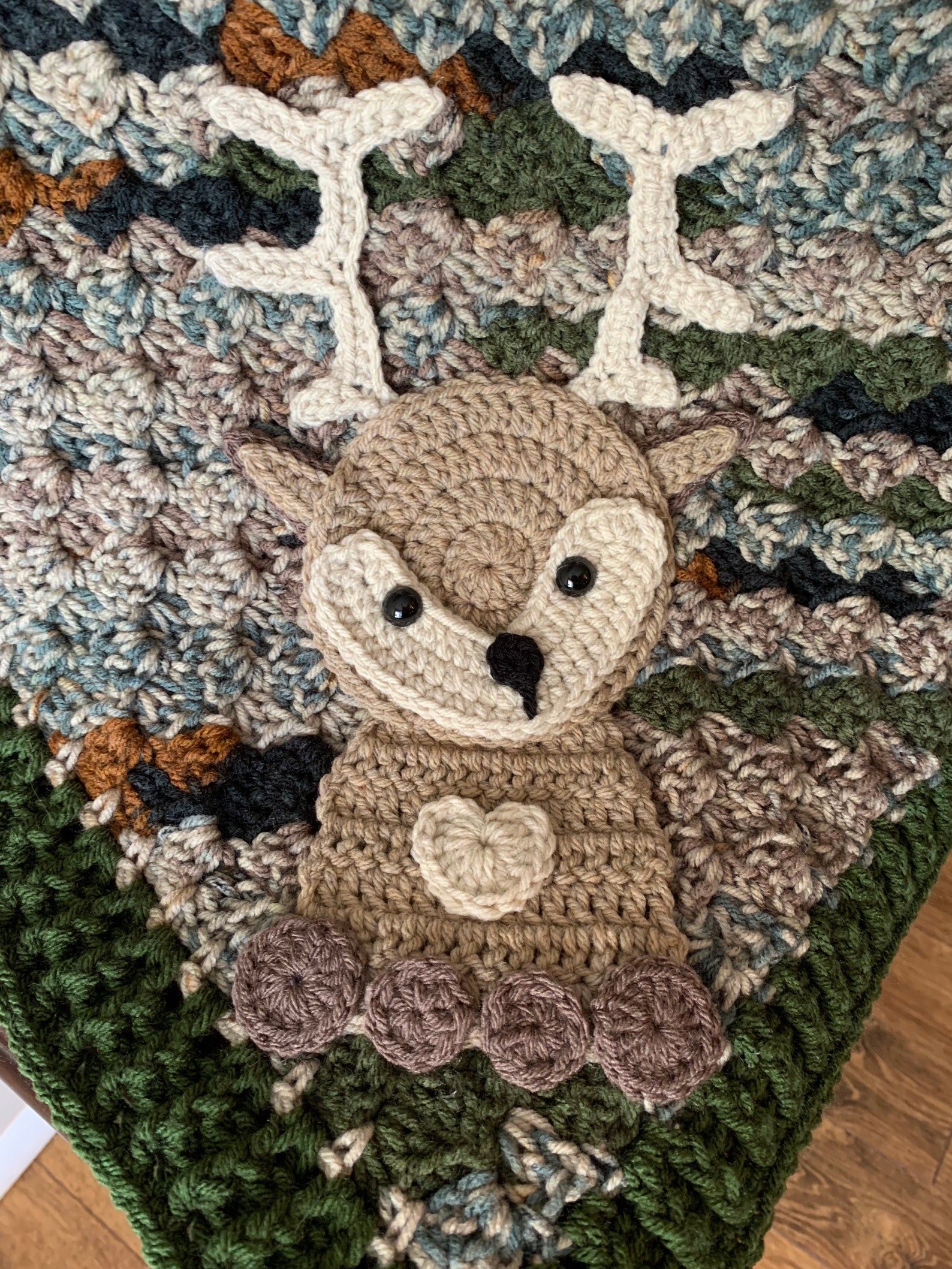 Handmade Crochet Camo Baby Blanket: Deer Appliqué Nursery Decor - Etsy