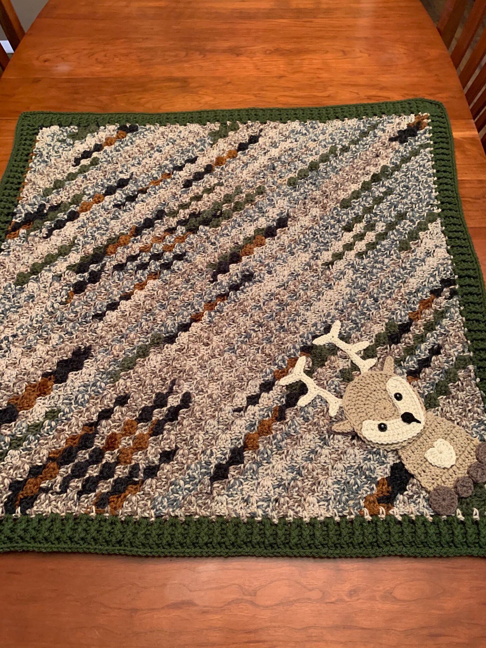 Handmade Crochet Camo Baby Blanket: Deer Appliqué Nursery Decor - Etsy