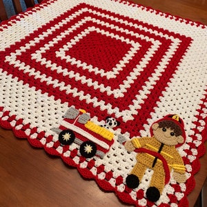 Firefighter and Fire Truck Granny Square Baby Blanket/nursery - Etsy