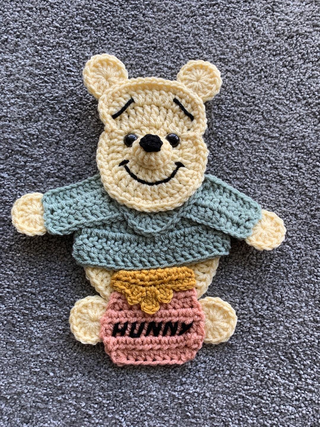 Winnie the Pooh Crocheted Appliqué: Nursery Decor, Baby Blanket Accent ...