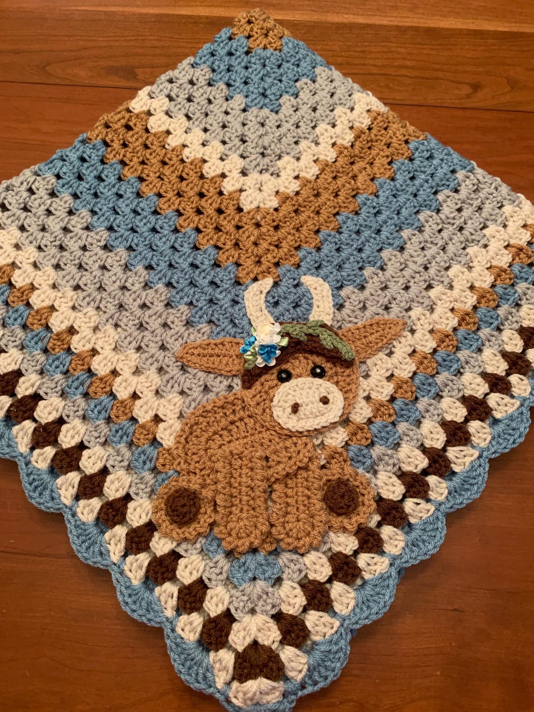 Crochet Baby Blanket,40x40”/32x32 Highland Cow Girl Blanket, Handmade ...